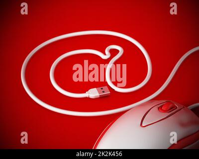 Computer mouse cable forming an at sign. 3D illustration Stock Photo ...