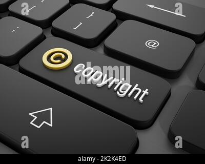 Copyright symbol and text on keyboard key. 3D illustration Stock Photo ...