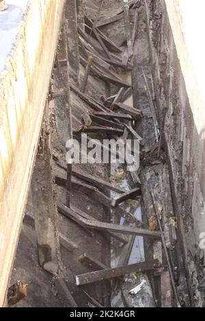 Demolition of an old sand trap in a sewage treatment plant Stock Photo ...