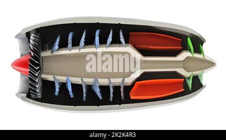 Jet engine cross section showing details 3D illustration Stock Photo ...