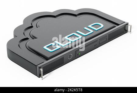 Cloud shaped network server rack on blue background. 3D illustration ...