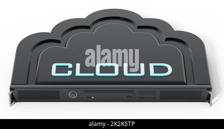 Cloud shaped network server rack on blue background. 3D illustration ...