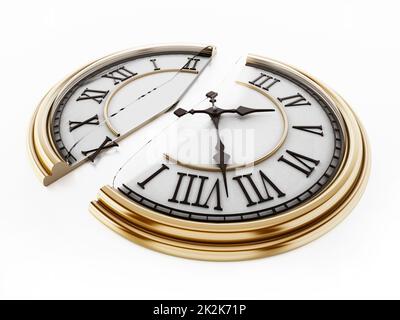 Vintage clock split in half. 3D illustration Stock Photo - Alamy