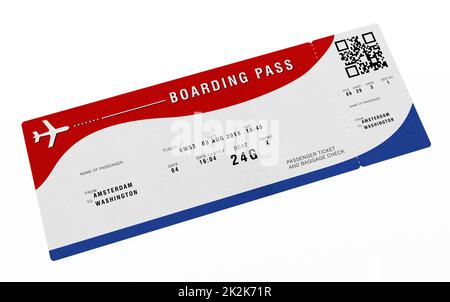 Boarding pass with fictitious numbers and names. 3D illustration Stock ...