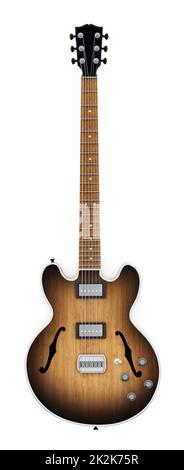 3D illustration of white electric guitar band on gray background with ...