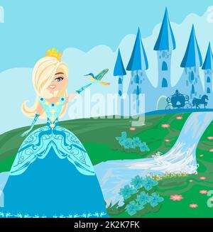 princess with birds in the garden Stock Photo - Alamy
