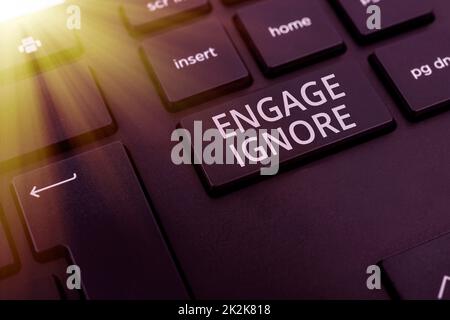Text caption presenting Engage Ignore. Business concept Silent ...