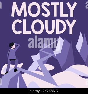 Hand writing sign Mostly Cloudy. Business concept Shadowy Vaporous ...