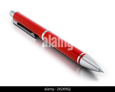 Red ballpoint pen isolated on white background. 3D illustration Stock ...