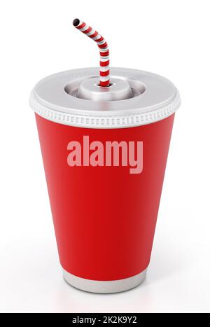 Paper soda cup isolated on white background. 3D illustration Stock ...
