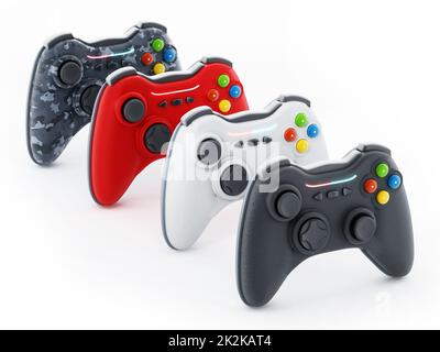 Generic game controllers isolated on white background. 3D illustration ...