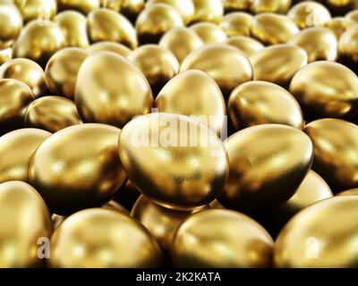 Stack of shiny golden eggs. 3D illustration Stock Photo - Alamy