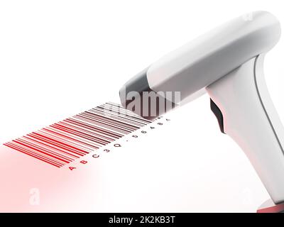 Generic barcode scanner scanning a barcode. 3D illustration Stock Photo ...