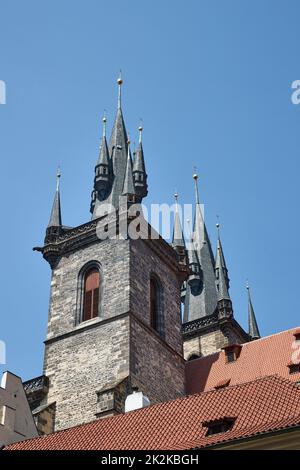 Prague main square view with Tyn church Stock Photo - Alamy