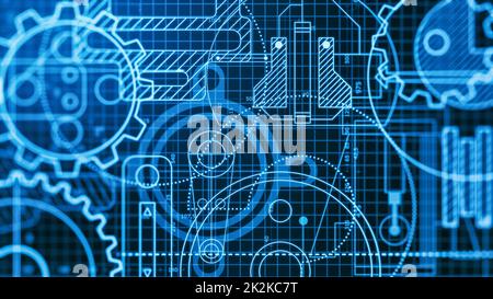 mechanical project blueprint Stock Photo - Alamy