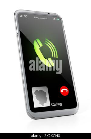 Fictitious smartphone call screen and icons. 3D illustration Stock ...