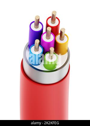 Electric cables isolated on white background. 3D illustration Stock ...