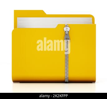 Compressed folder icon isolated on white background. 3D illustration ...