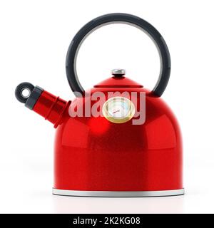 Red electric water boiler isolated on white background. 3D illustration ...