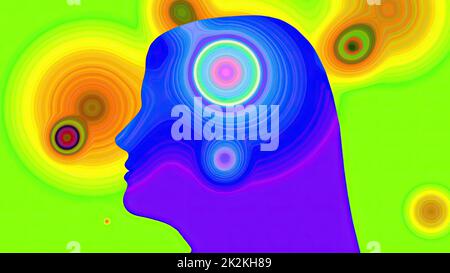 Surreal Colorful Portrait of Woman silhouette Stock Photo - Alamy