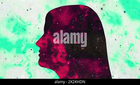 Surreal Colorful Portrait of Woman silhouette Stock Photo - Alamy