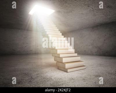 Stack of books forming a staircase leading to the opening on the ...