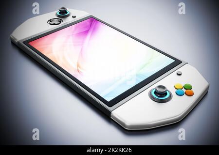 Portable video game console isolated on white background. 3D ...