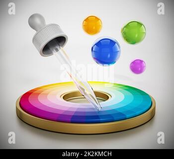 Color picker and color wheel isolated on white background. 3D ...