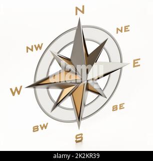 Vintage compass symbol showing the directions. 3D illustration Stock ...