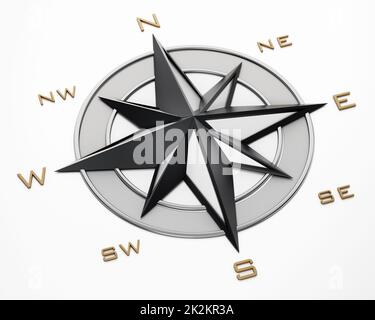 Vintage compass symbol showing the directions on the world map. 3D ...