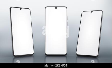 Generic smartphones isolated on white background. 3D illustration Stock ...