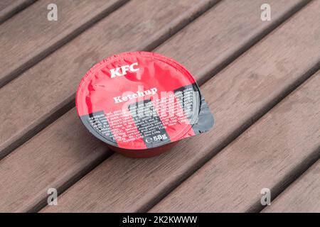 Oradea, Romania - June 9, 2022: KFC menu with Real Burger Picant ...