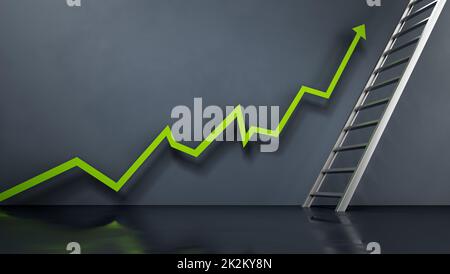 Rising sales arrow leading to the ladder. Business and marketing ...