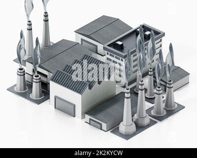 Industrial building of the future concept isolated on white background ...