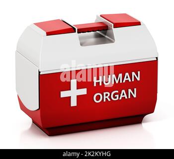 Human organ transport box isolated on white background. 3D illustration ...