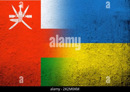 The Sultanate of Oman National flag with National flag of Ukraine ...