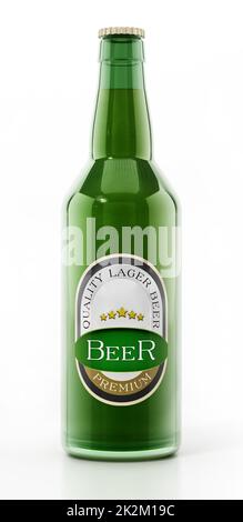 Generic beer bottle isolated on white background. 3D illustration Stock ...