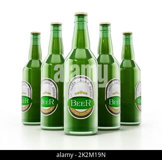 Generic beer bottles isolated on white background. 3D illustration ...