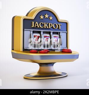 3d illustration - jackpot game symbols on black background Stock Photo ...