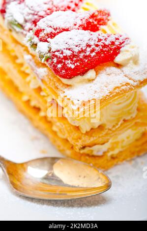 puff Napoleon cake with fresh berries Stock Photo - Alamy