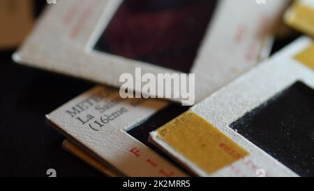 Close up of old vintage slide films shallow depth of field Stock Photo ...