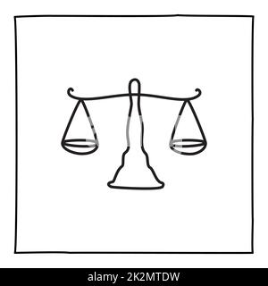 Doodle scale icon or logo, hand drawn with thin black line Stock Photo ...