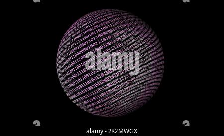Binary data on rotating sphere concept 3d illustration Stock Photo - Alamy