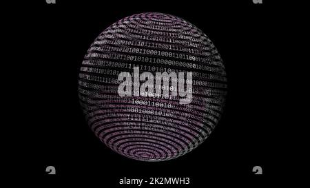 Binary data on rotating sphere concept 3d illustration Stock Photo - Alamy