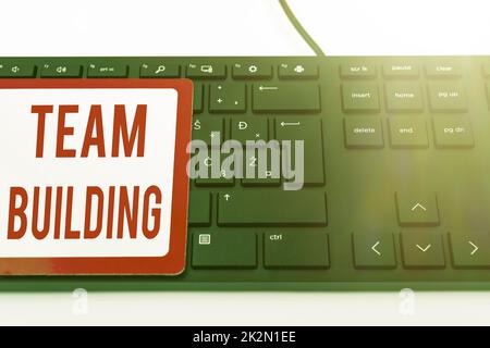 Conceptual caption Team Building. Business showcase Types of activities ...