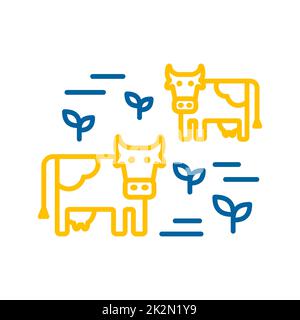 Cow on a pasture vector icon Stock Photo - Alamy