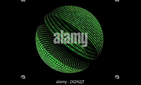 Binary data on rotating sphere concept 3d illustration Stock Photo - Alamy
