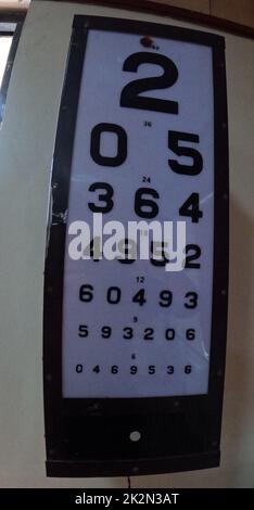 Eye test board on a wall Stock Photo - Alamy
