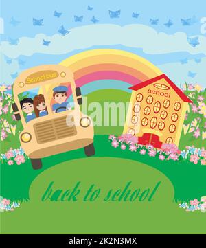 School bus with happy children Stock Photo - Alamy