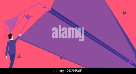 Man in suit sending paper airplane flying symbolizing creative thinking ...